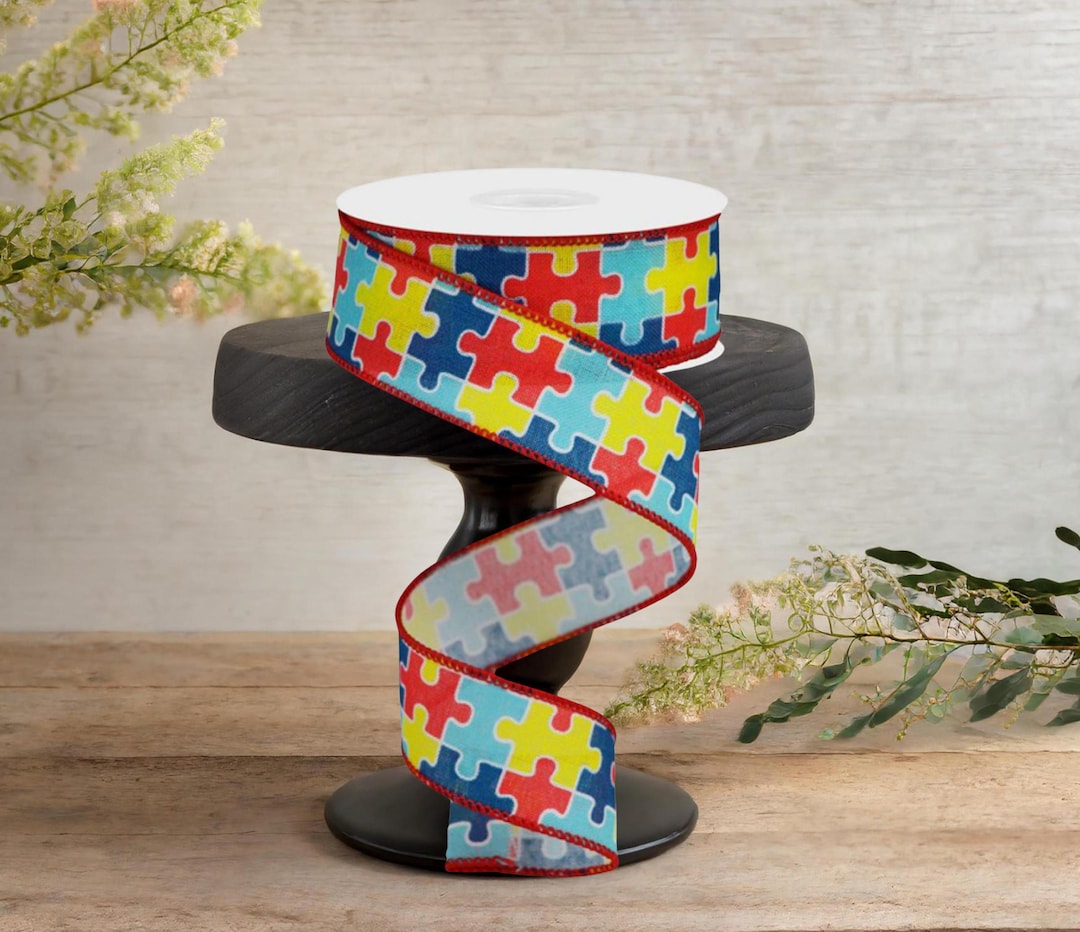 1.5in Puzzle Piece Ribbon on Royal: Autism Awareness (10 Yards) - Etsy
