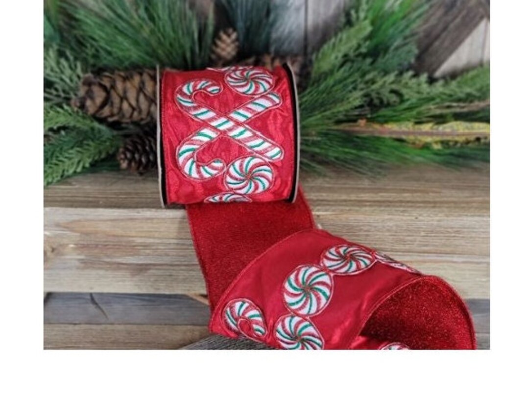 4in Peppermint Candies Disc Ribbon 5 Yards - Etsy