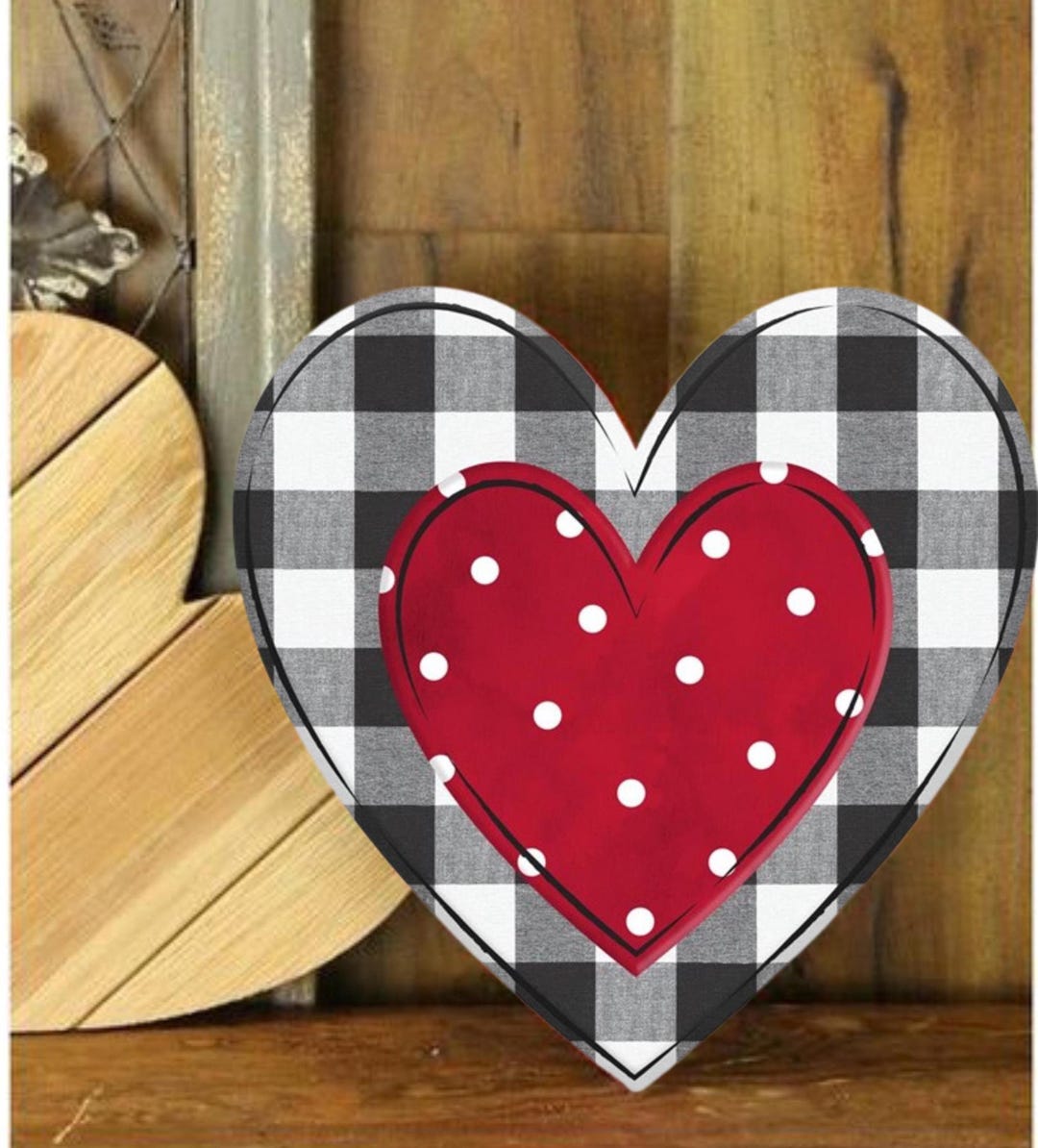 12in Metal Embossed Heart Hanger: Check - Etsy