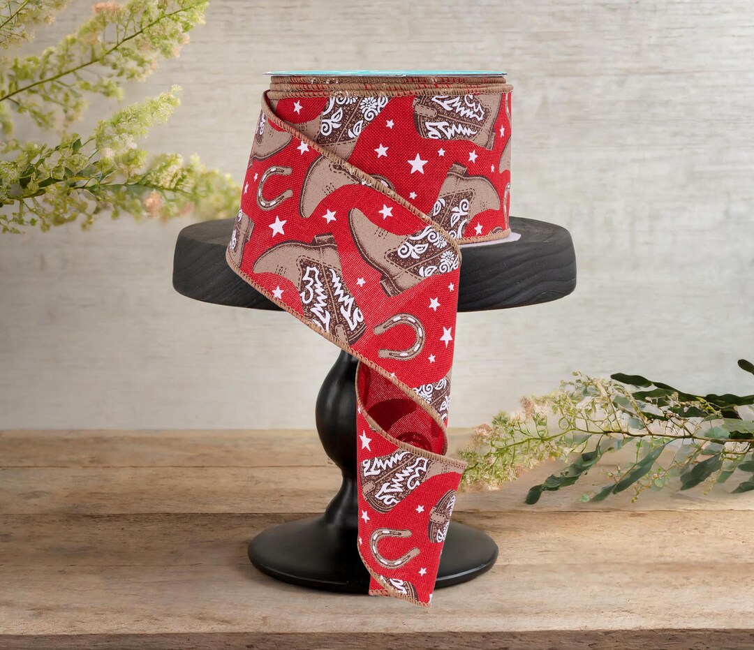 2.5in Cowboy Boots Ribbon: Red (10 Yards) - Etsy