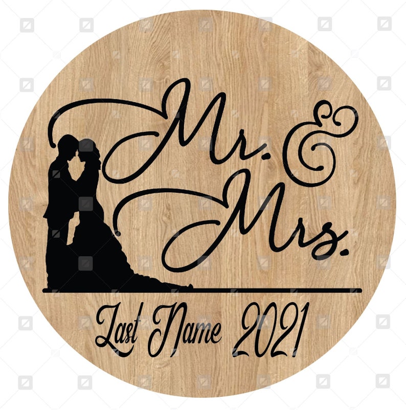 Mr and Mrs Wedding Round Sign Wreath Enhancement | Etsy