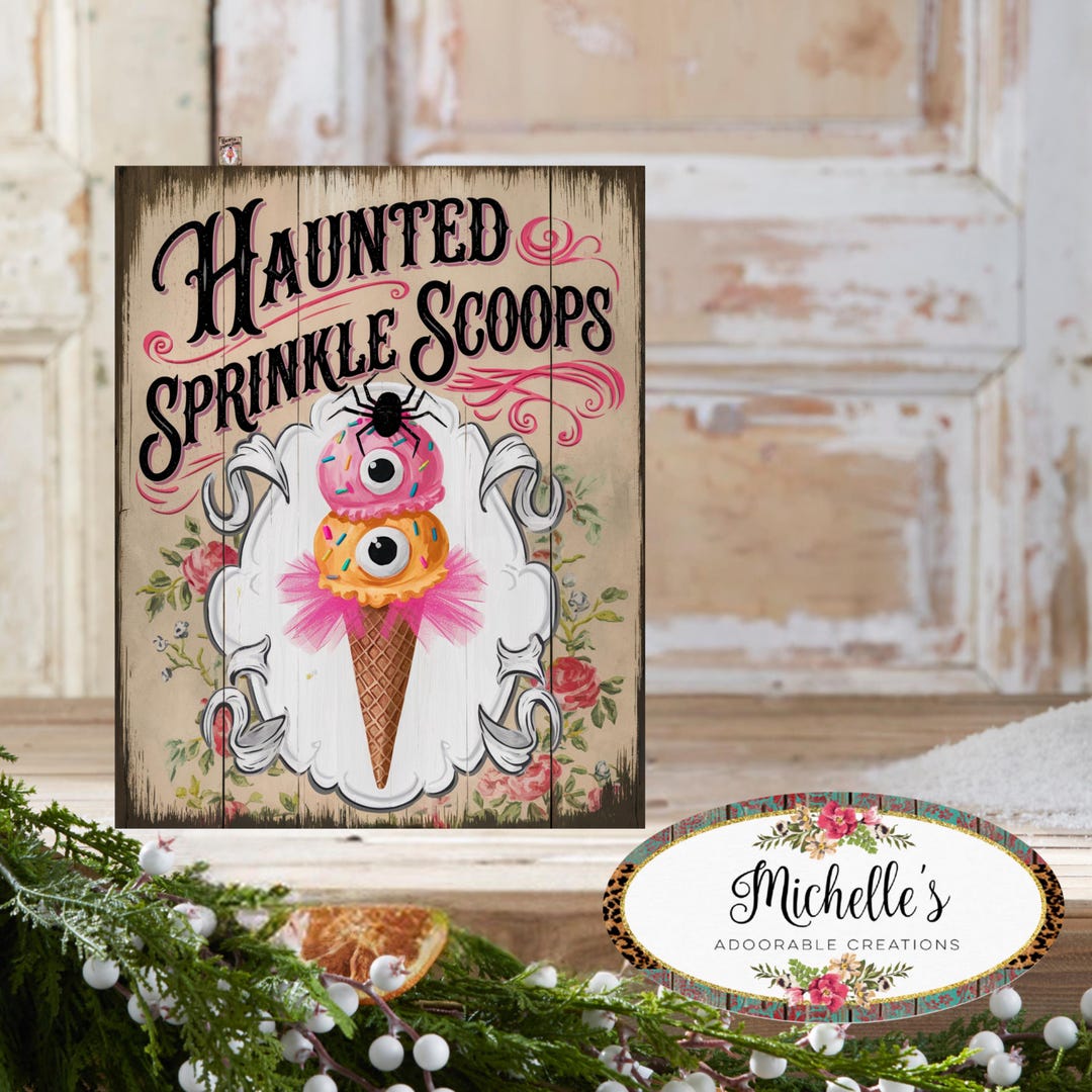 Haunted Sprinkle Scoops Halloween Sign - Etsy