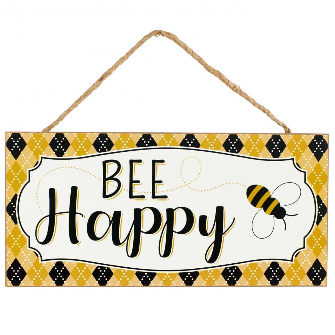 12in Wood Sign: Bee Happy - Etsy