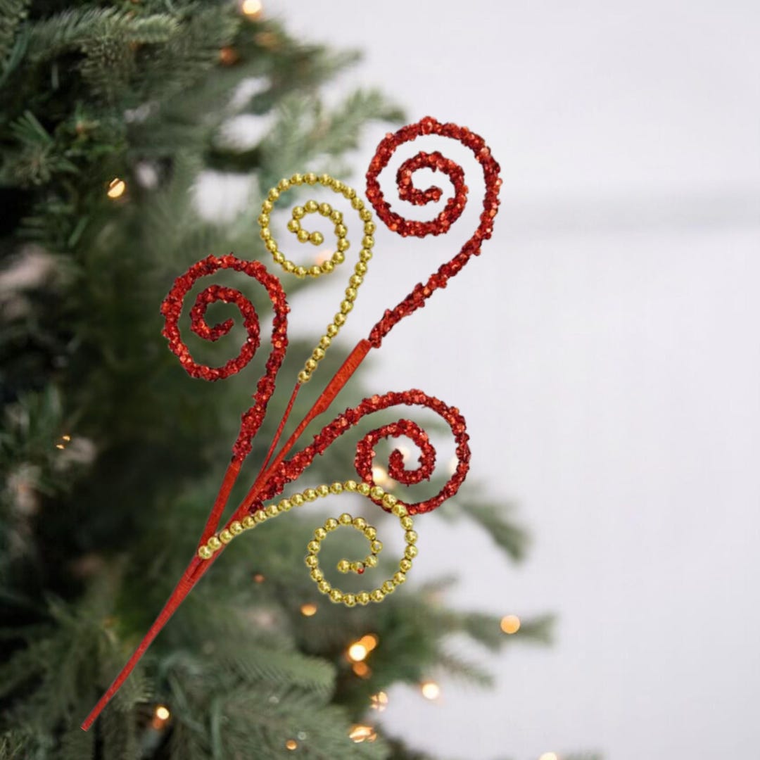 25in Sequin and Bead Swirl Spray: Red/gold - Etsy