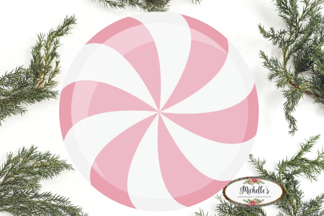 Pink White Peppermint Candy Round Sign Wreath Enhancement - Etsy