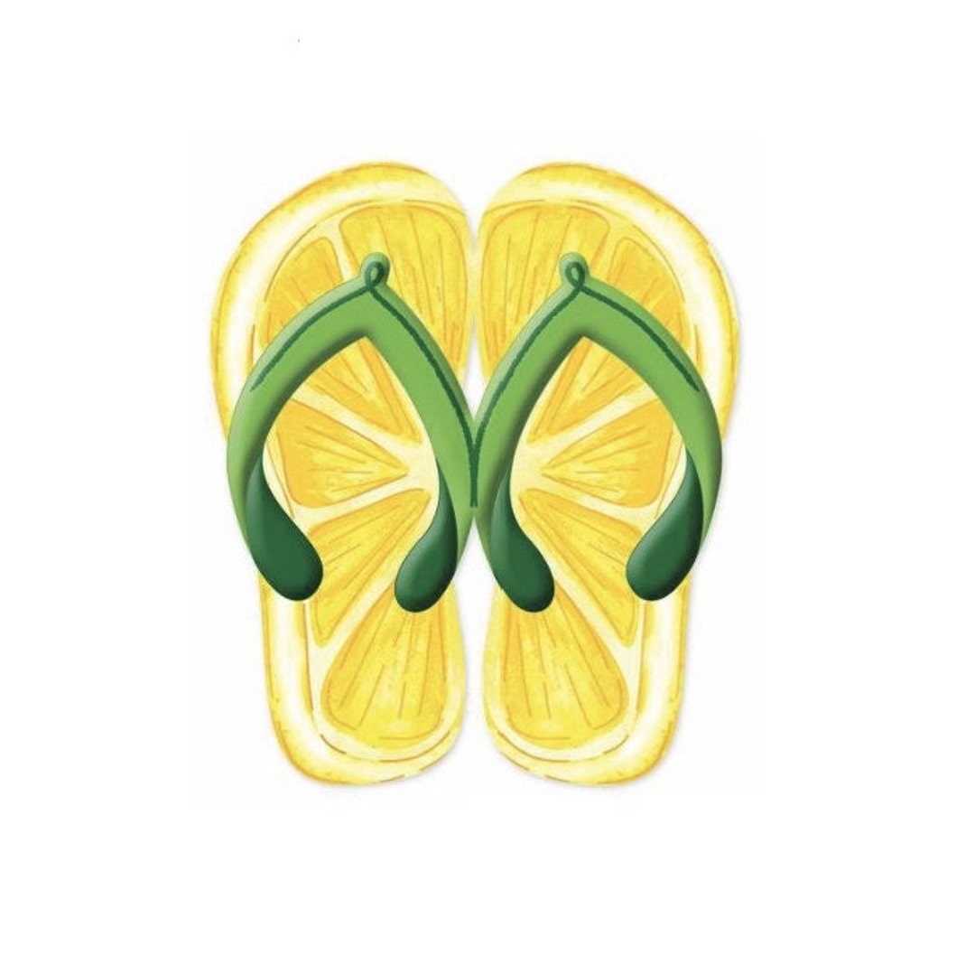 13in Metal Emossed Flip Flops: Lemon - Etsy