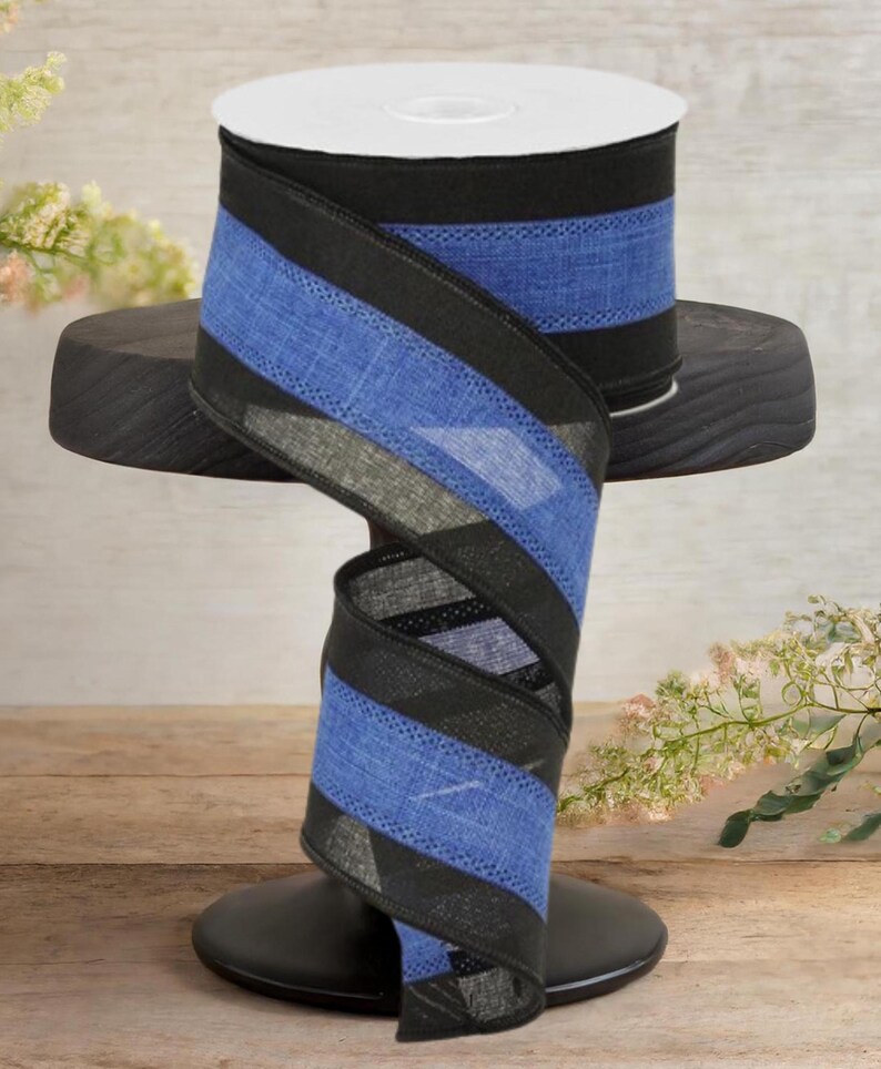 2.5in Police Support Ribbon: Black & Blue (10 Yards) - Etsy