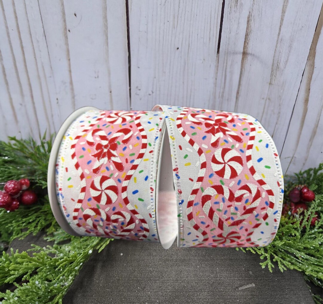 2.5in Candy Cane Sprinkle Ribbon: White (10 Yards) - Etsy