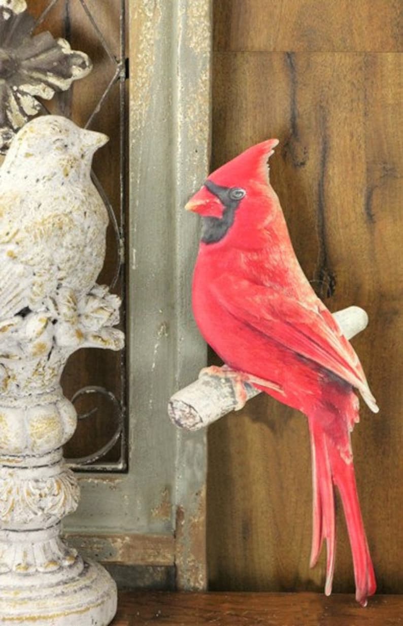 10.5in Metal Embossed Cardinal on Branch - Etsy