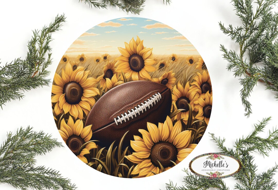 Fall Sunflower Football Round Sign - Etsy