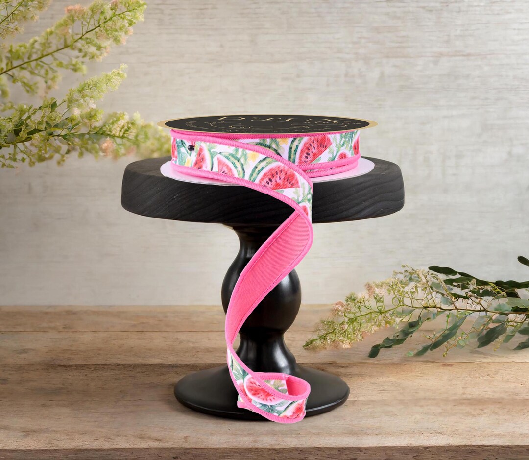 7/8in Watermelon Fused Back Ribbon: Pink/white (10 Yards) - Etsy