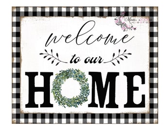 Buffalo Plaid Welcome Sign | Etsy