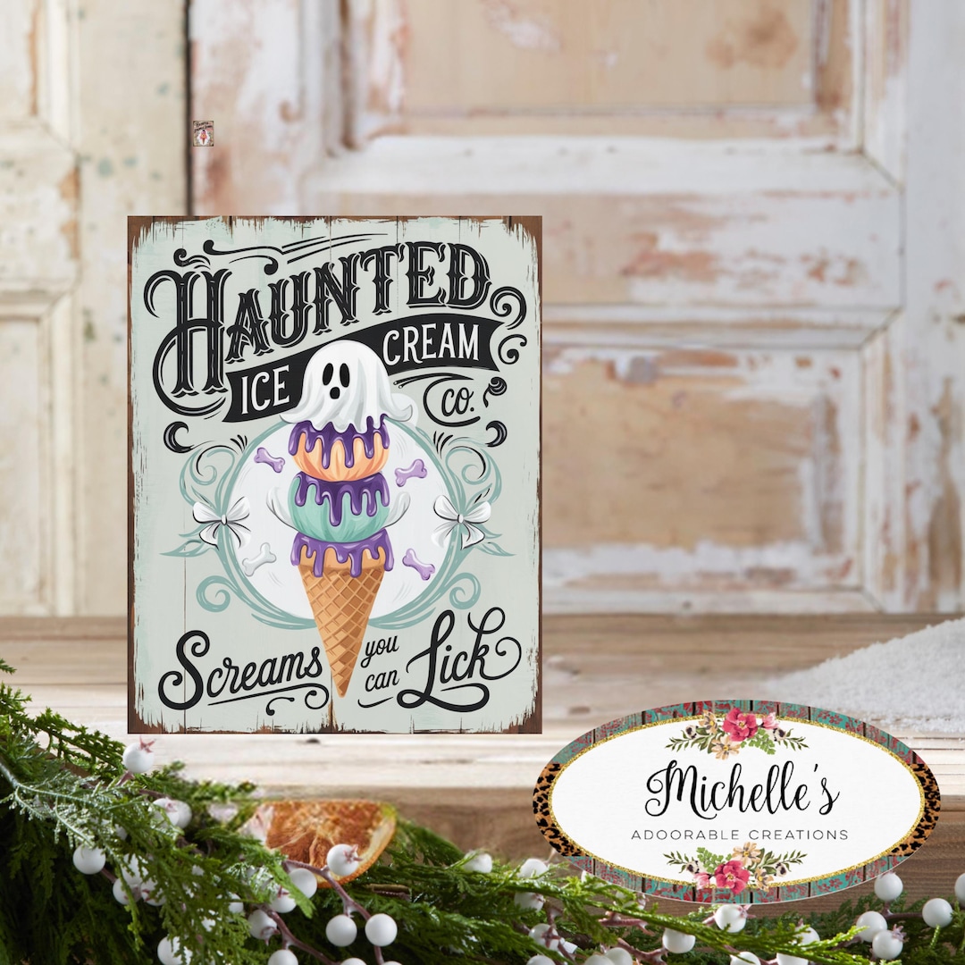 Haunted Ice Cream Halloween Sign - Etsy