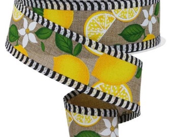 10 Yards Lt Beige 2.5 Lemon Thin Stripes Ribbon Food & Fermenting ...