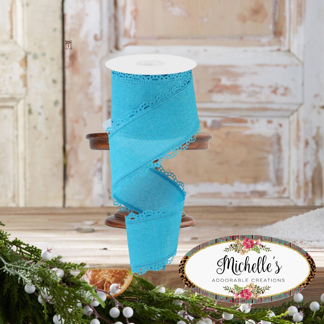 2.5" Scalloped Edge Ribbon: Turquoise (10 Yard) - Etsy