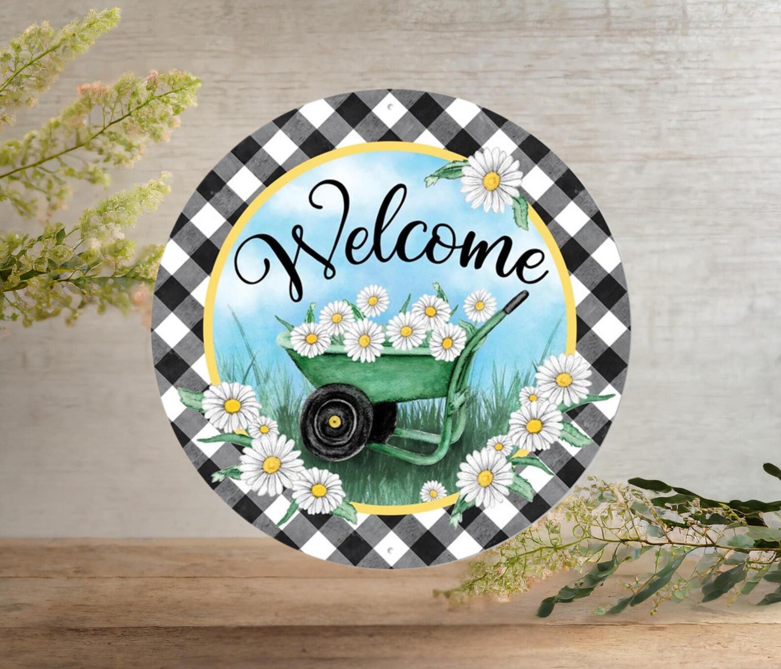12in Metal Sign: Welcome Wheelbarrow - Etsy