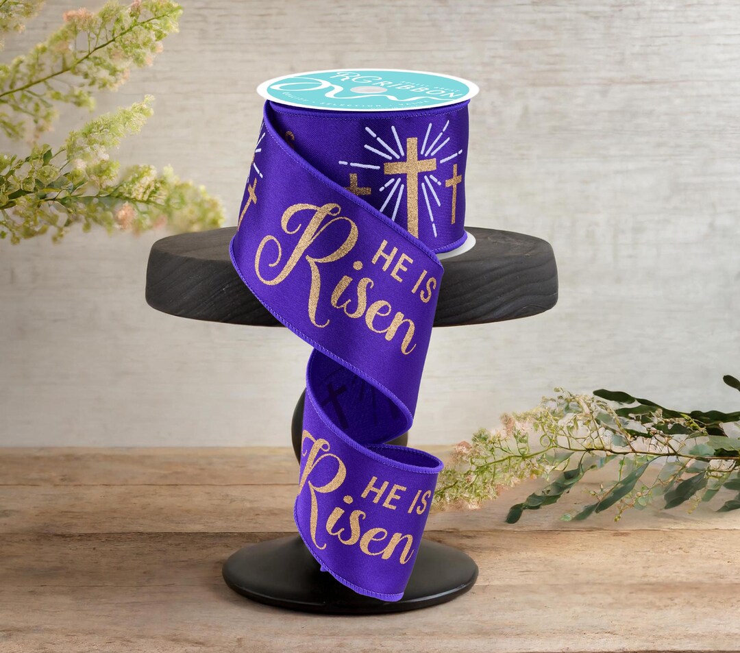 2.5in He is Risen Ribbon: Purple/gold (10 Yards) - Etsy
