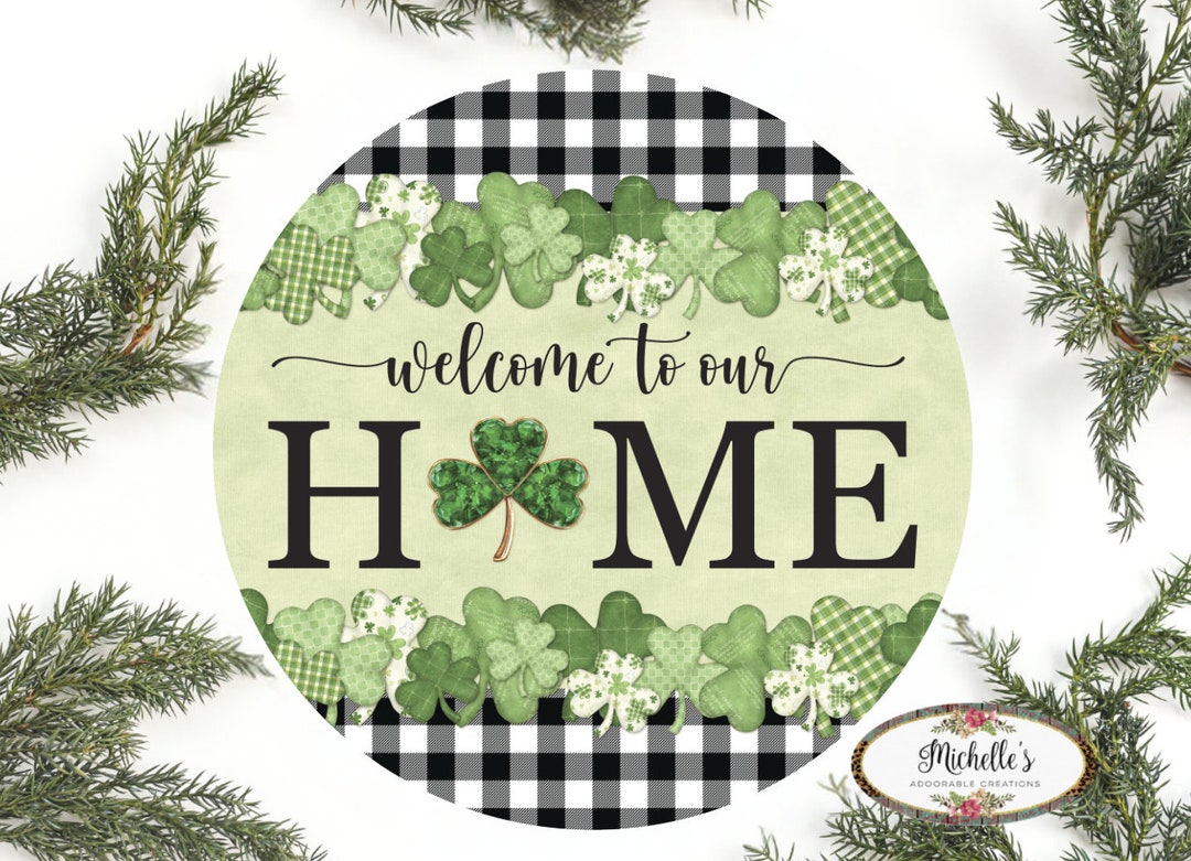 Welcome to Our Home Green Clover Sign - Etsy