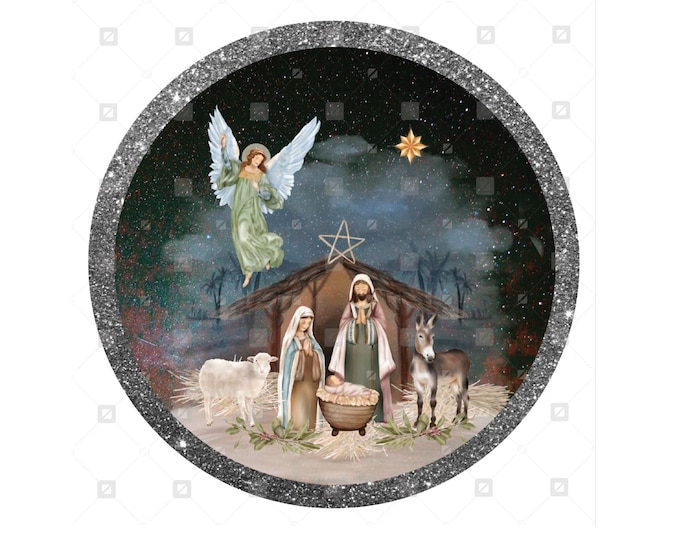 Christmas Nativity Round Sign Wreath Enhancement | Etsy