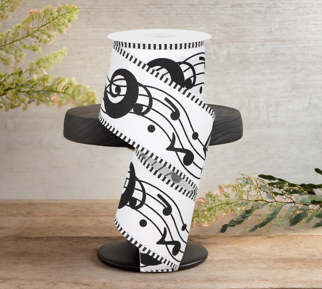 2.5in Bold Music Notes Ribbon: White (10 Yards) - Etsy