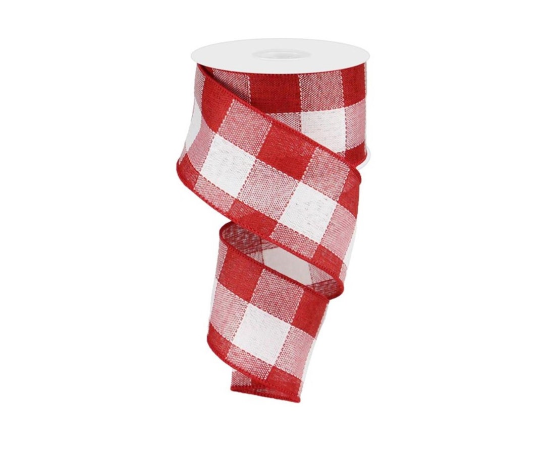 2.5in Woven Check Ribbon: Red & White 10 Yards - Etsy
