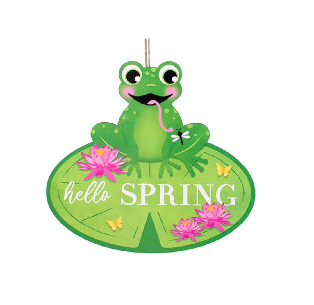11in Hello Spring Frog Sign - Etsy