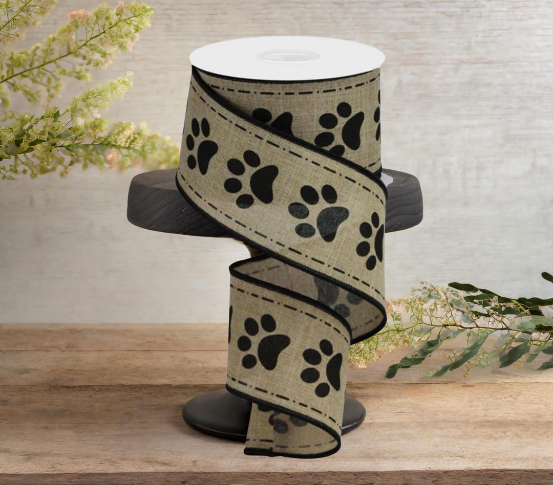 2.5in Large Paw Print Royal Ribbon: Light Beige (10 Yards) - Etsy