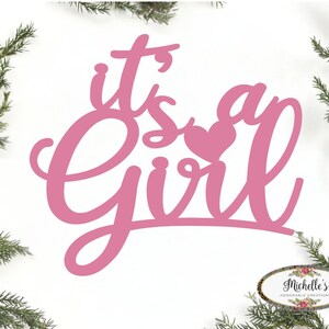 Pink It's a Girl Script Word Wood Cutout - Etsy