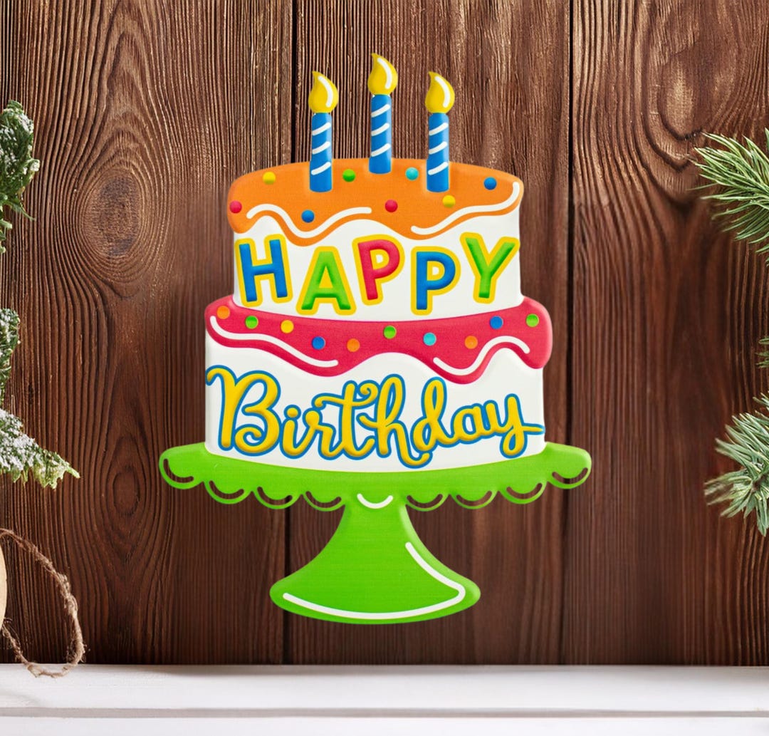 14.5in Metal Sign: Birthday Day Cake - Etsy