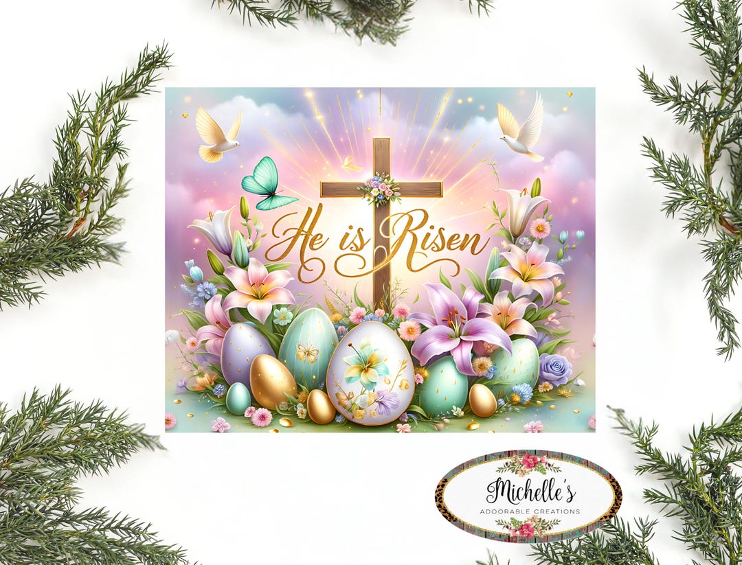 He is Risen Cross Easter Eggs Metal Sign - Etsy