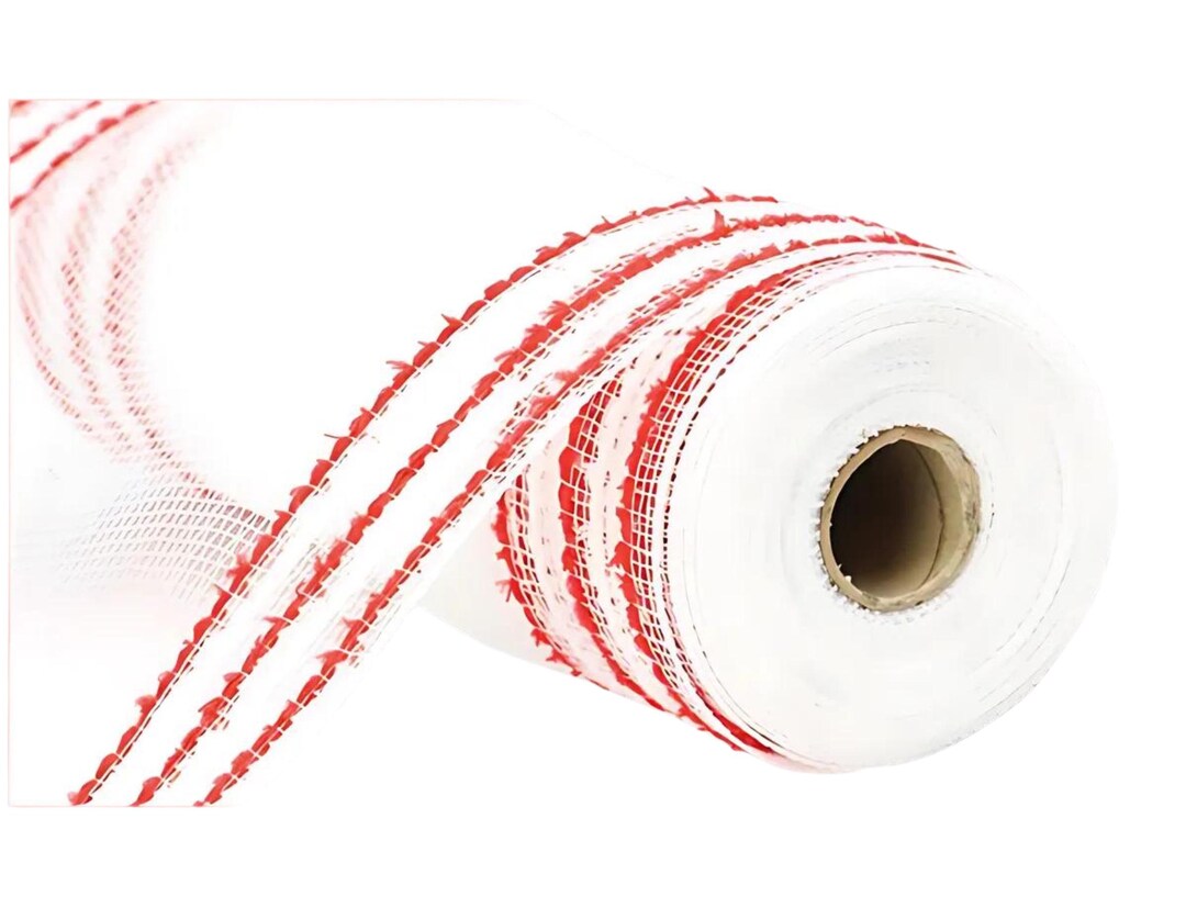 10.25in Drift Border Mesh: White/red (10 Yards) - Etsy