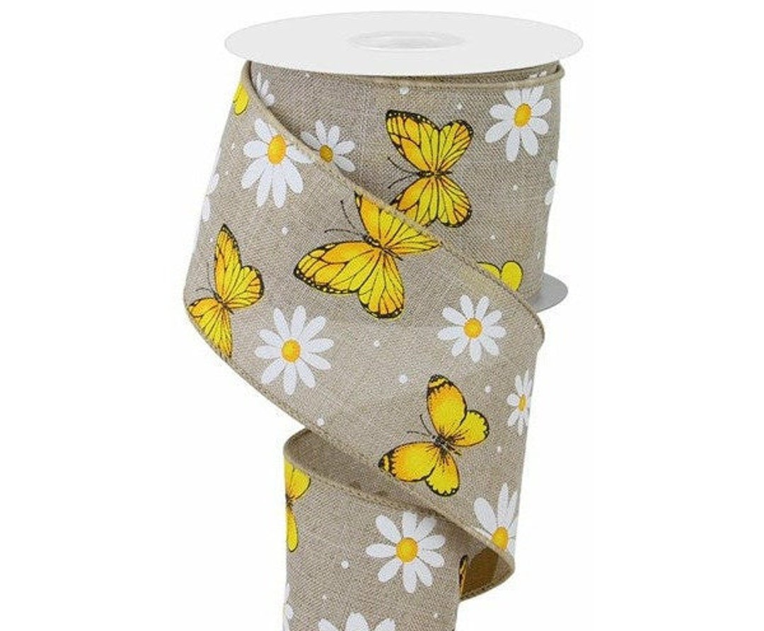 2.5in Butterfly Daisy on Royal Ribbon: Natural 10 Yards - Etsy
