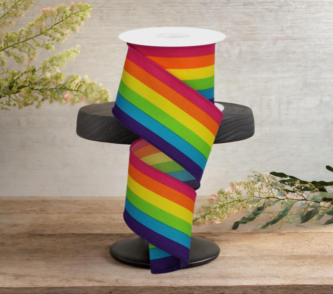 2.5in Rainbow Vertical Stripe Ribbon: Primary Color (10 Yards) - Etsy
