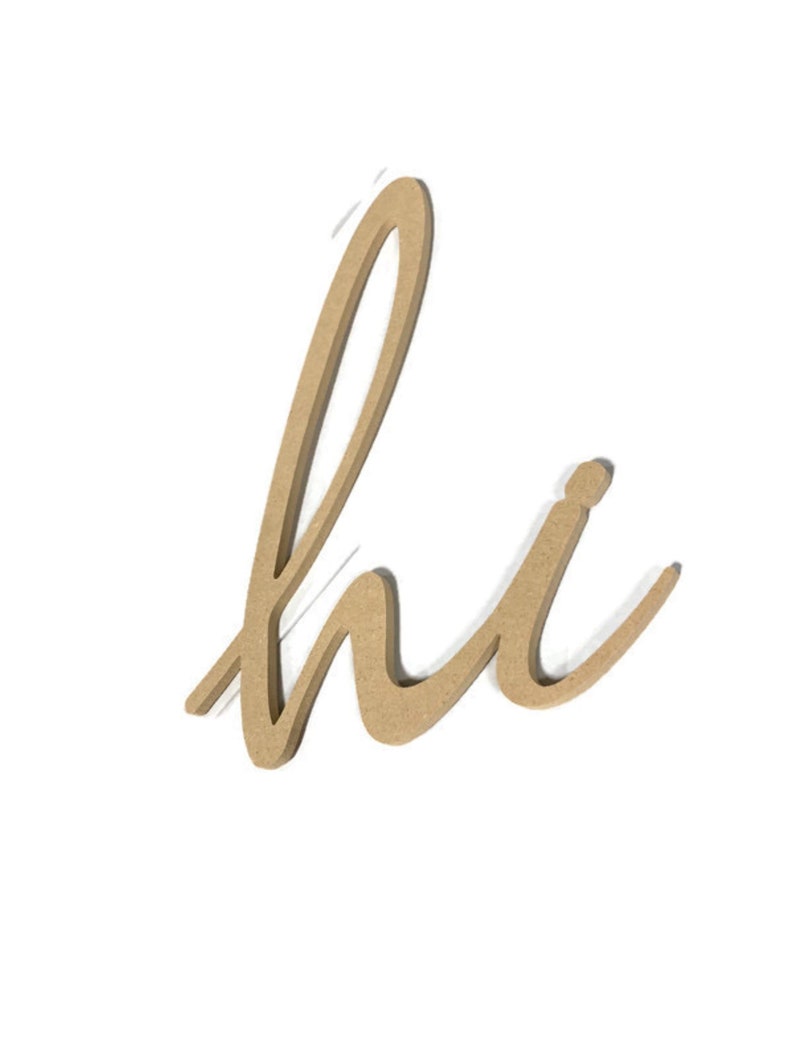 Hi Script Word Wood Cutout Unfinished Wood | Etsy