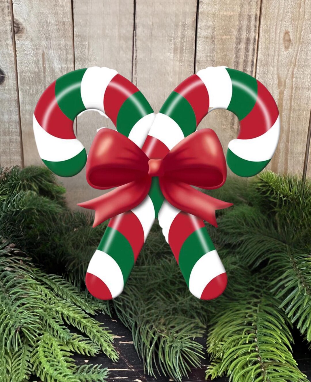 13in Metal Embossed Candy Canes: Red/green - Etsy