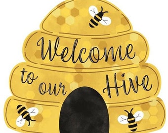 Welcome to Our Hive Round Sign. Wood or Metal Option. - Etsy