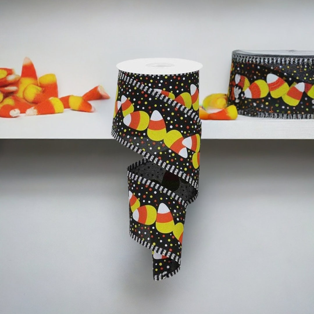 2.5in Candy Corn Stripe Ribbon: Black 10 Yards - Etsy