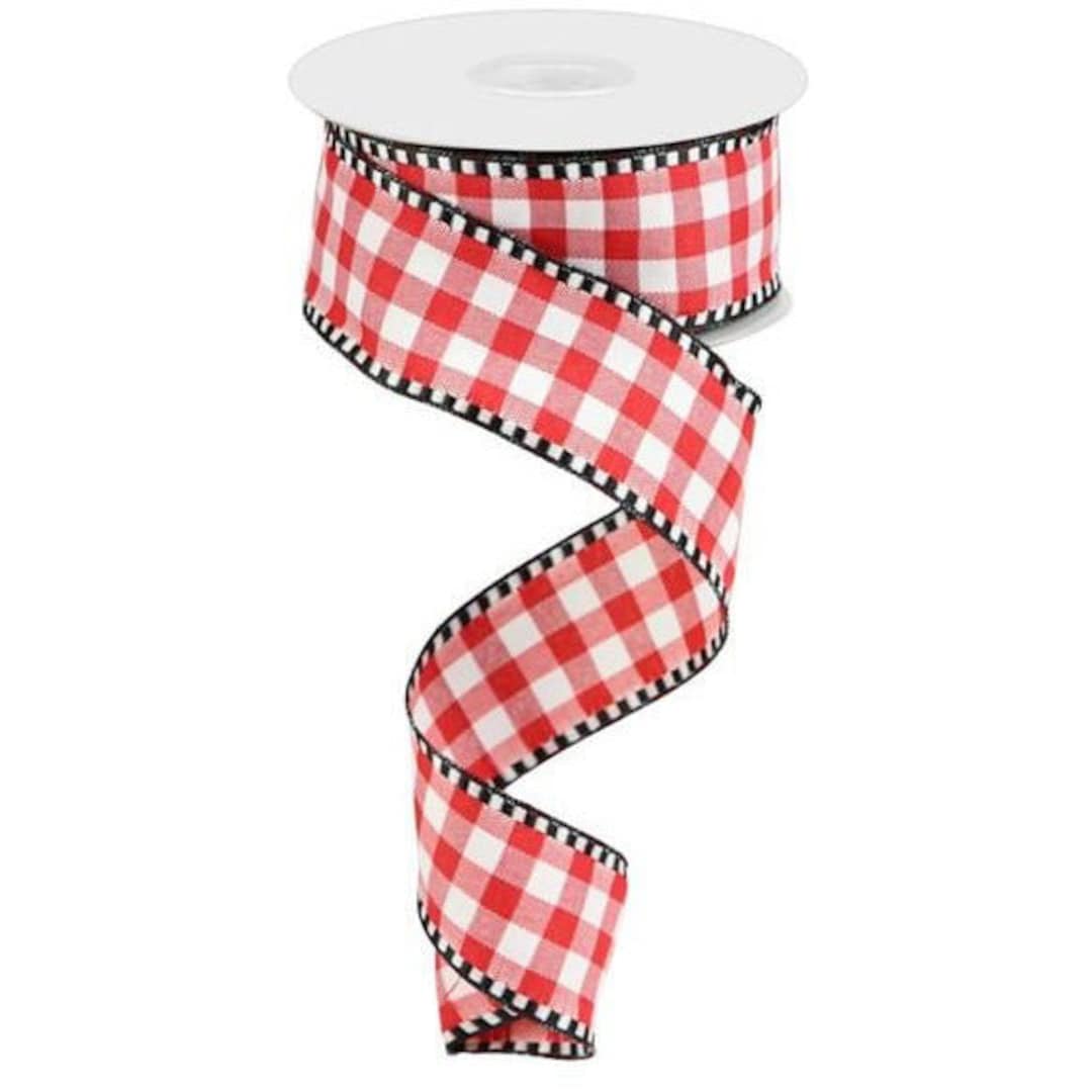 1.5 Gingham Check Ribbon: Red/white 10 Yards - Etsy