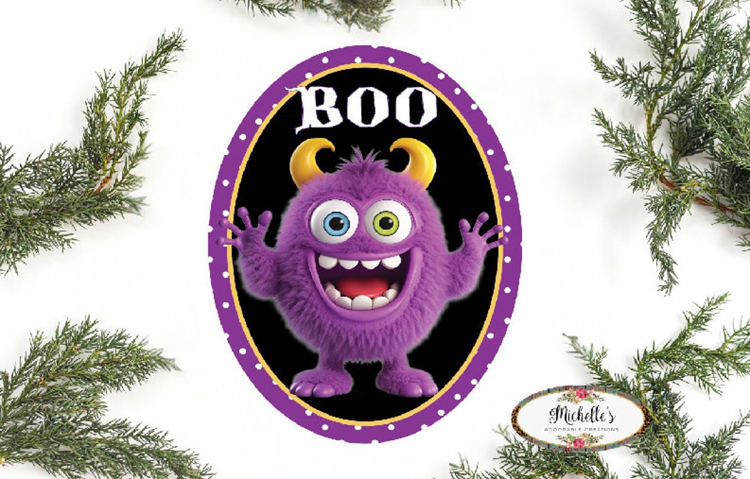 Purple Boo Furry Monster Sign - Etsy