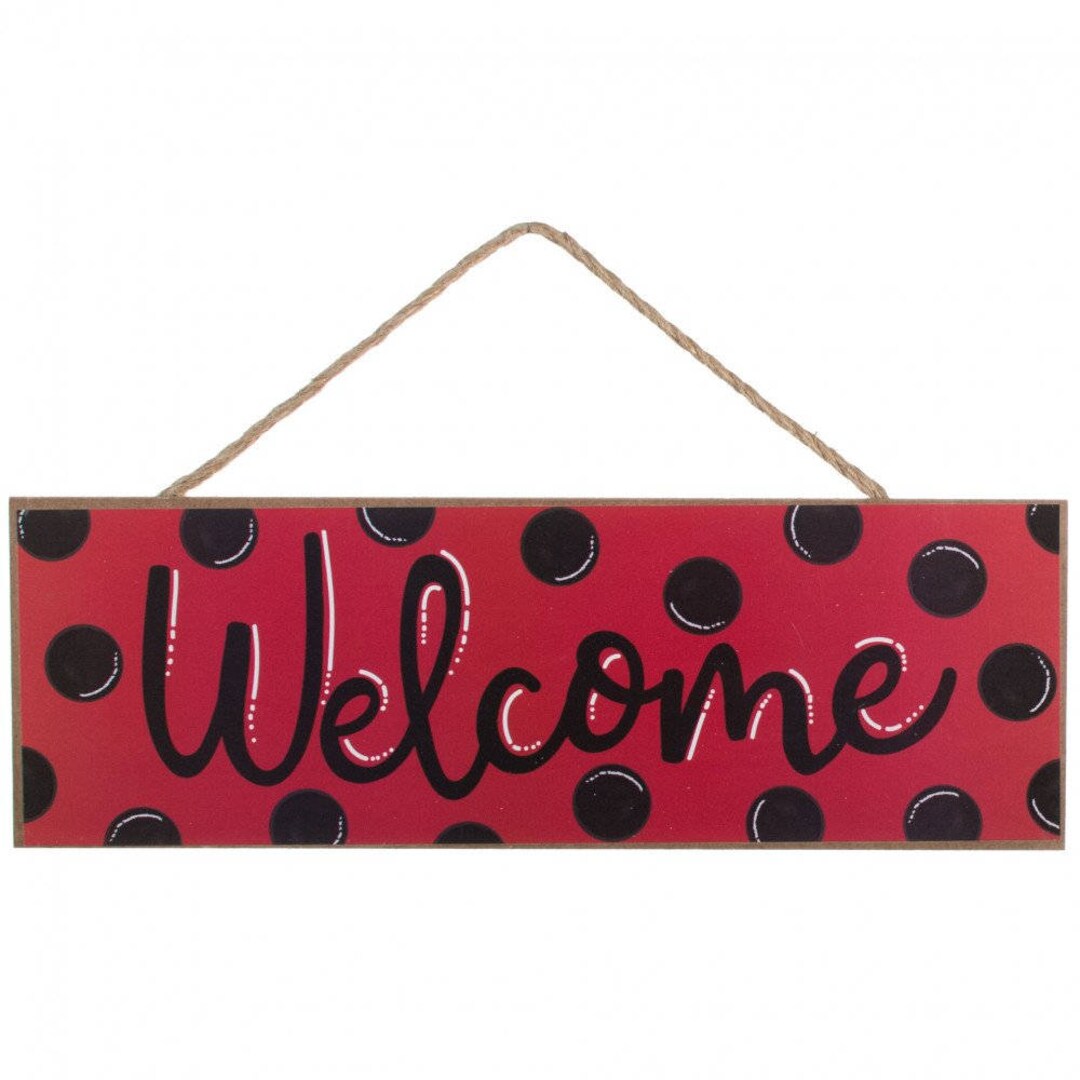 15 Wooden Sign: Welcome Red Black Dots - Etsy