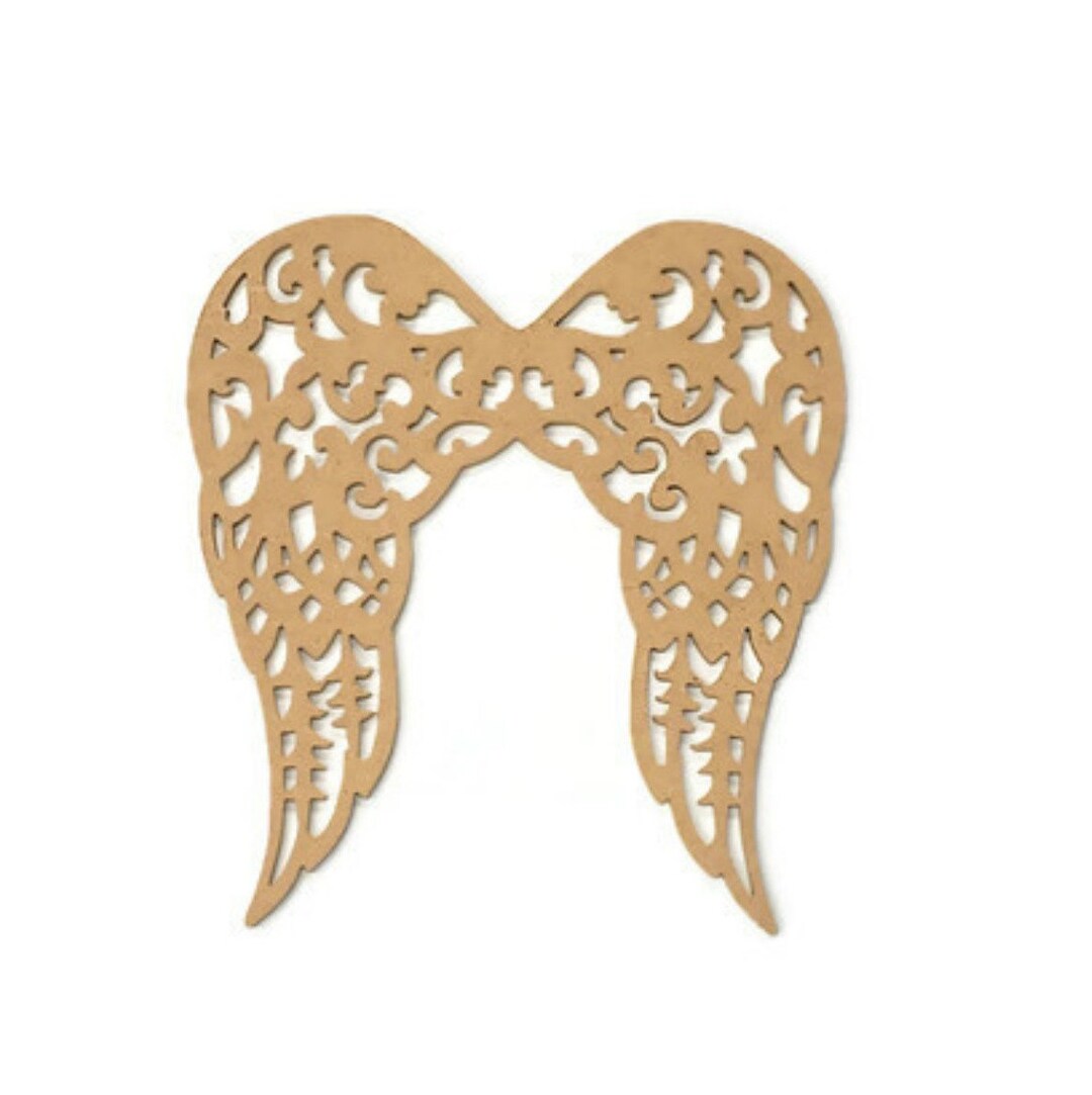 Filigree Angel Wings Wood Cutout Unfinished Wood - Etsy