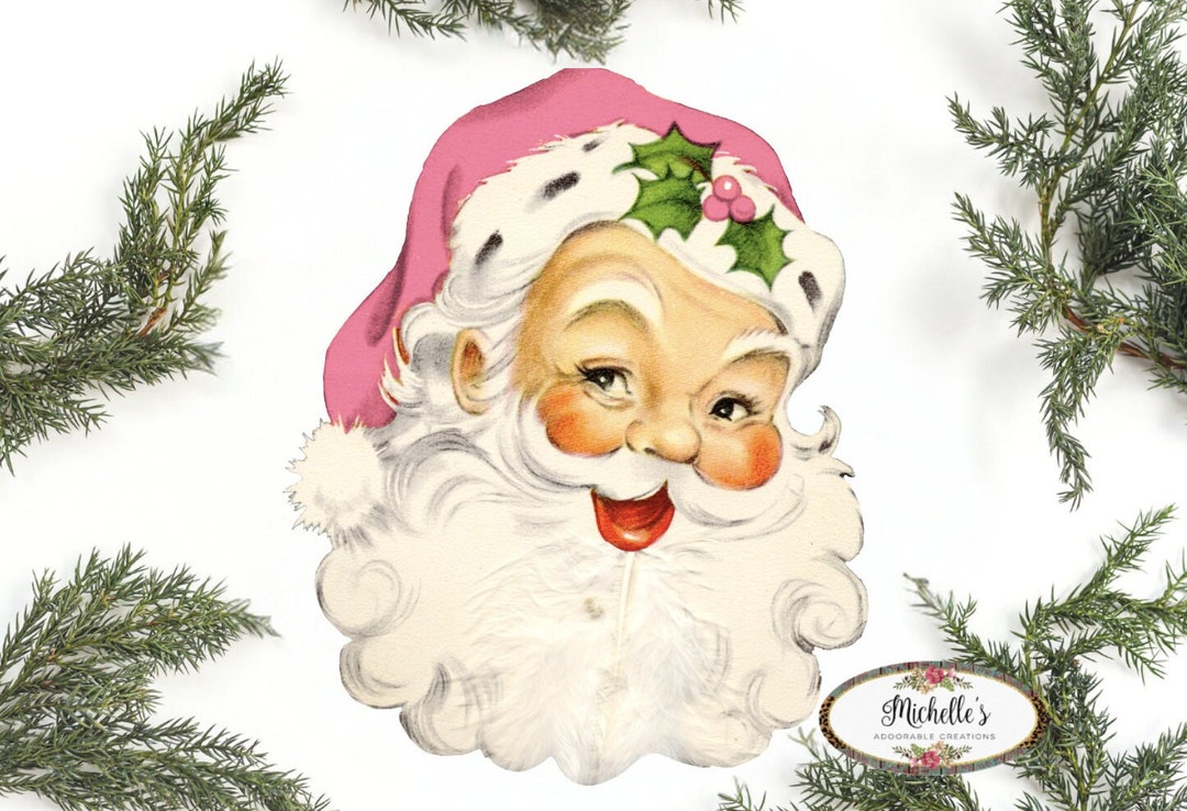 Pink Vintage Santa Face Sign SF1 - Etsy