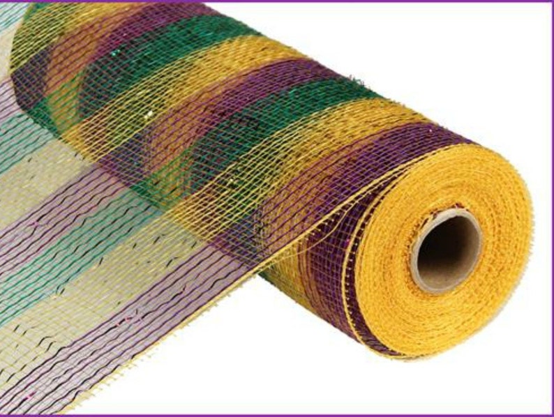 Malla decorativa de poliéster de 10 pulgadas: Raya de lujo Mardi Gras ...
