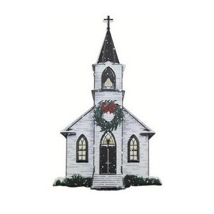12in Metal Embossed Sign: Winter Church - Etsy