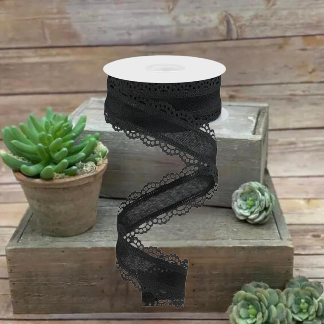 1.5in Scalloped Edge Ribbon: Black (10 Yard) - Etsy