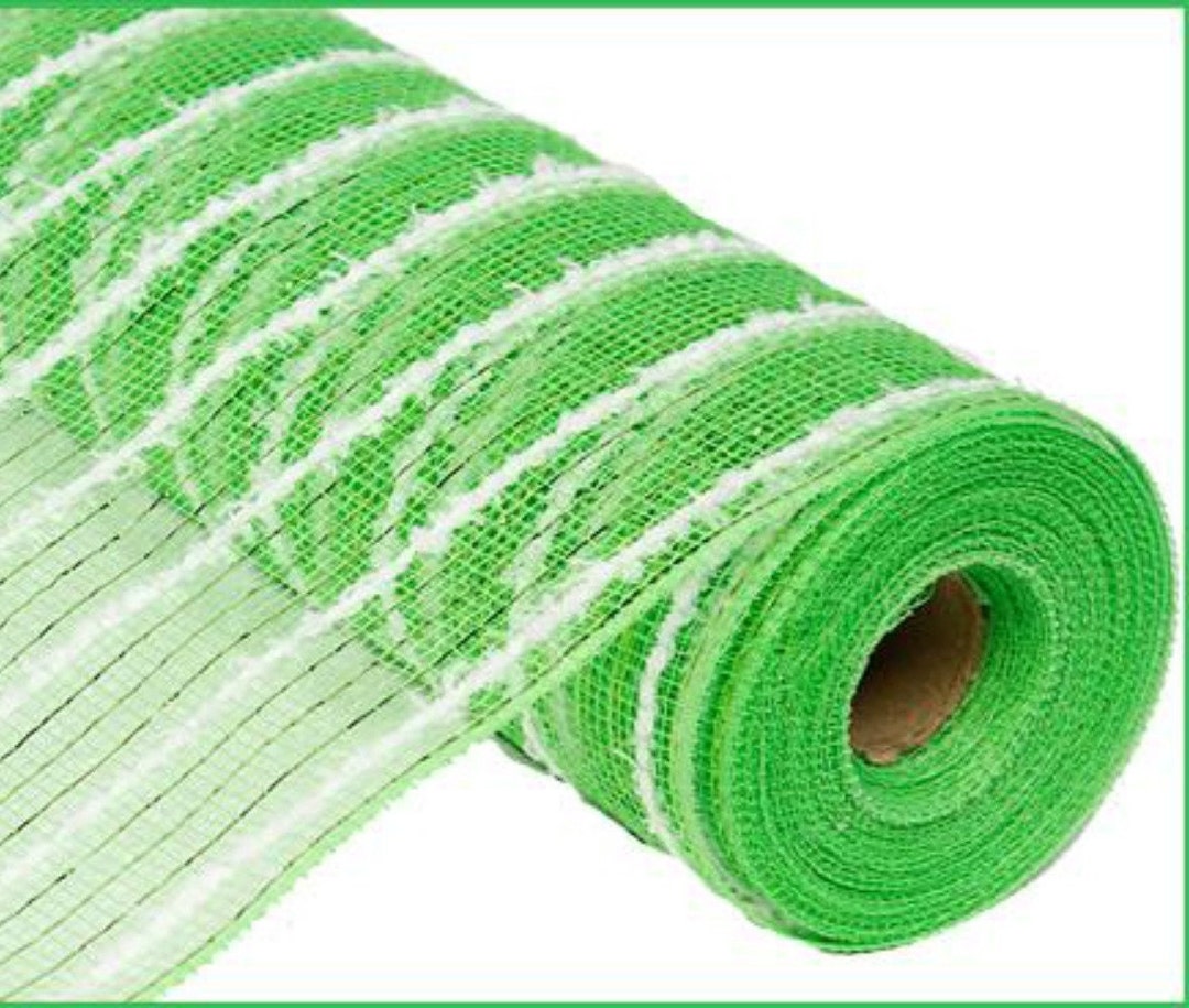 10.5in Snowdrift Poly Metallic Foil Mesh Lime Green White 10 Yards - Etsy