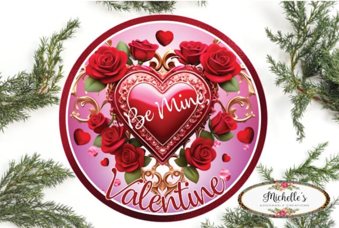 Valentine Red Roses Be Mine Round Sign - Wreath Enhancement - Etsy