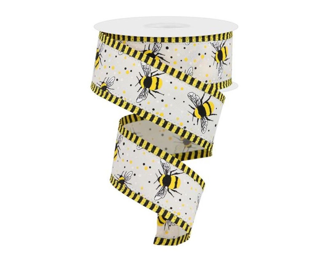 1.5in Bumble Bee Stripe Edge Ribbon: Ivory 10 Yards - Etsy