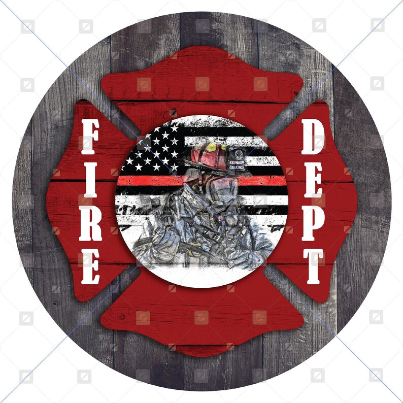 Fire Department Thin Red Line Round Sign Wreath Enhancement | Etsy
