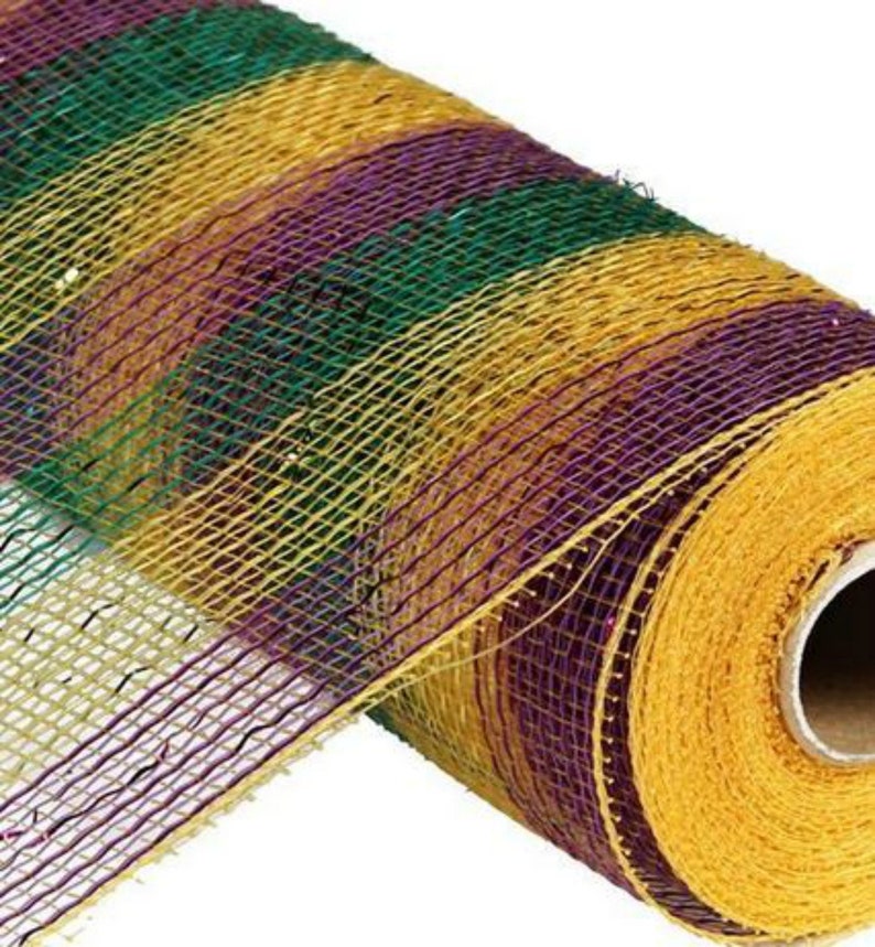 Malla decorativa de poliéster de 10 pulgadas: Raya de lujo Mardi Gras ...